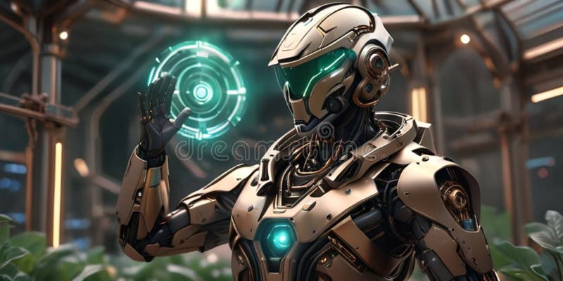 The Humanoid Robot is Holding an Energy Ball in Its Hand. Generate AI ...