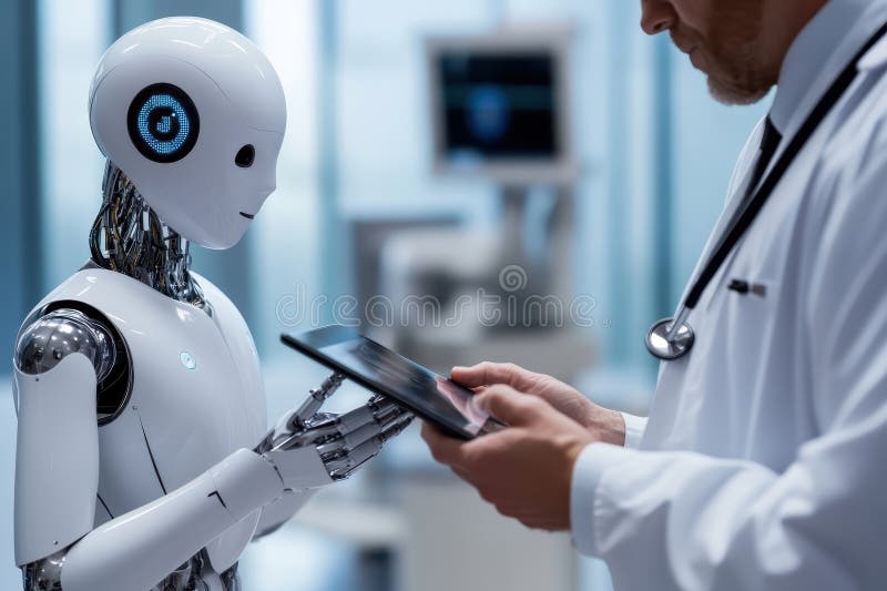 A Humanoid Robot Interacts with a Doctor Using a Tablet in a Medical ...