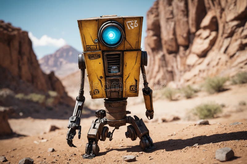 A Glimpse into the Future: Humanoid Robot Exploring the Desert Stock ...