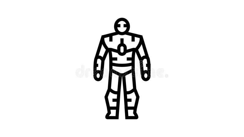 Humanoid Robot Line Icon Animation Stock Video - Video of computer ...