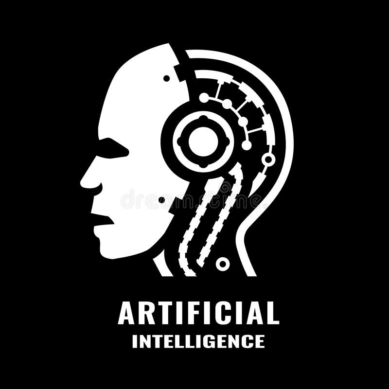 Humanoid Robot, Logo, Symbol on a Dark Background. Stock Vector ...