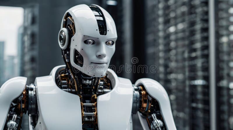 Humanoid Robot Looking Ahead in Futuristic City: Artificial ...