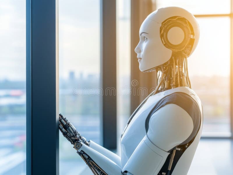 Humanoid Robot Charging at a High-tech Station Stock Photo - Image of ...