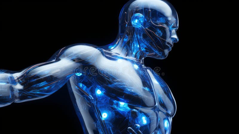 High-tech Robot with Blue Energy in the Form of Lightning, AI Stock ...