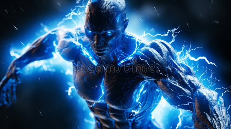High-tech Robot with Blue Energy in the Form of Lightning, AI Stock ...