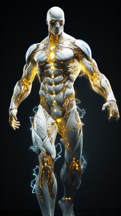 High-tech Robot with Energy in the Form of Lightning, AI Stock Photo ...