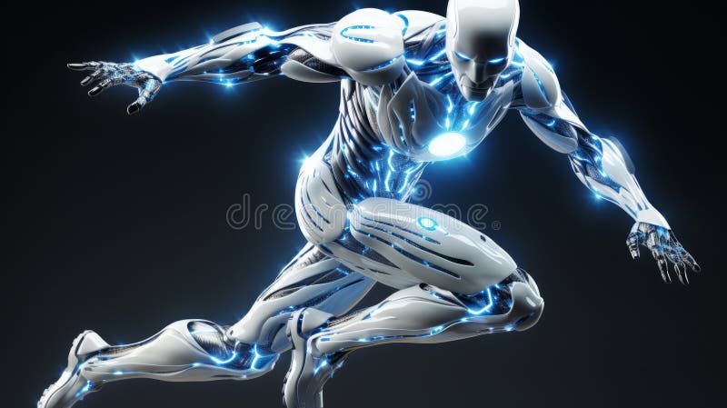 High-tech Robot with Energy in the Form of Lightning, AI Stock Photo ...