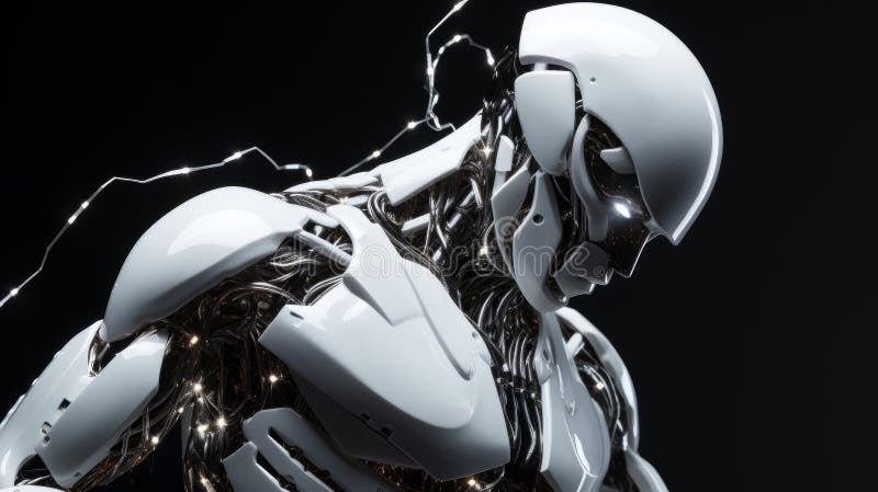 High-tech Robot with Energy in the Form of Lightning, AI Stock Image ...