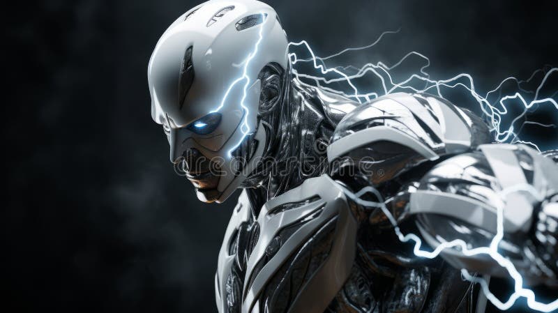 High-tech Robot with Energy in the Form of Lightning, AI Stock Photo ...