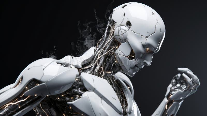 High-tech Robot with Energy in the Form of Lightning, AI Stock Photo ...