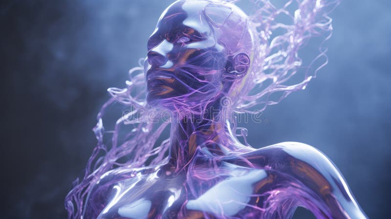 High-tech Robot with Purple Energy in the Form of Lightning, AI Stock ...