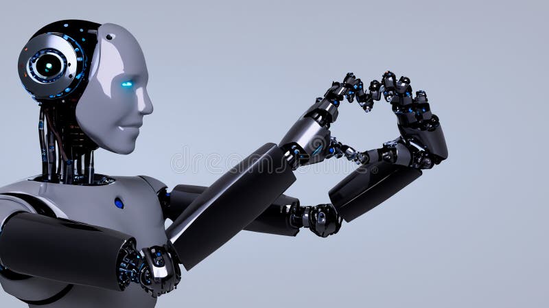 Humanoid Robot Making a Heart Symbol with His Hands Generated Image ...