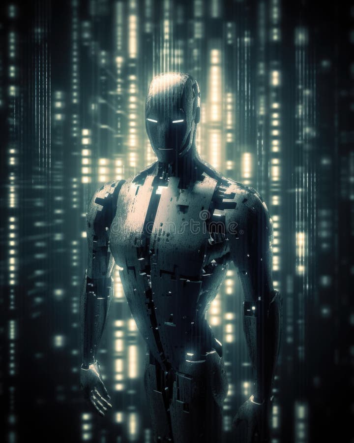 A Humanoid Robot with a Metallic Silver Body. Generative AI. Stock ... A Humanoid Robot with a Metallic Silver Body. Generative AI. Stock ...