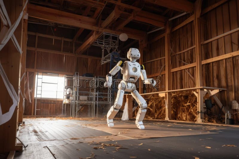 Humanoid Robot Navigating through Obstacle Course Stock Illustration ...