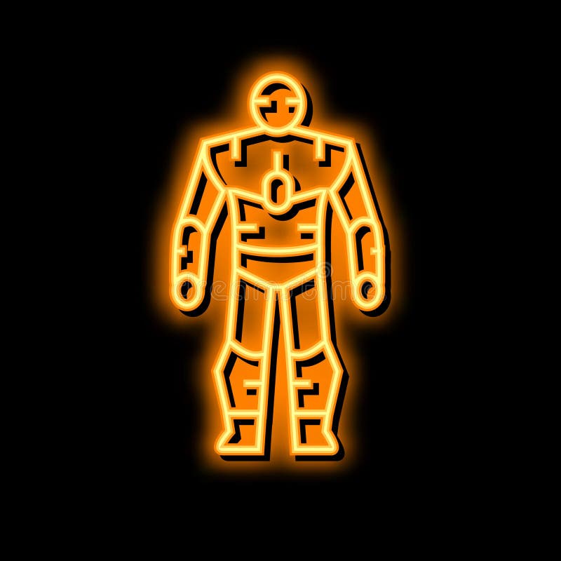 Humanoid Robot Neon Glow Icon Illustration Stock Vector - Illustration ...