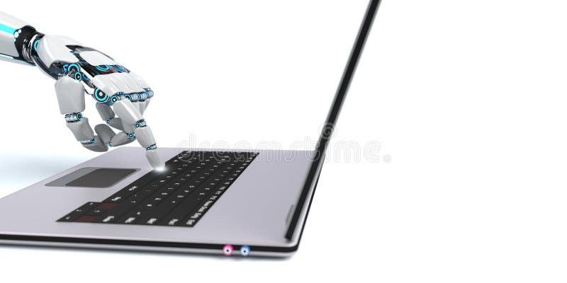 Humanoid Robot Notebook stock illustration. Illustration of internet ...