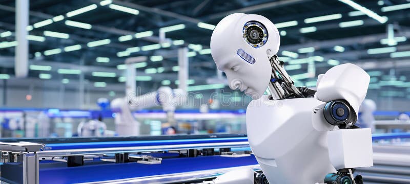 A Humanoid Robot Operates on a Production Line, Embodying the Concepts ...