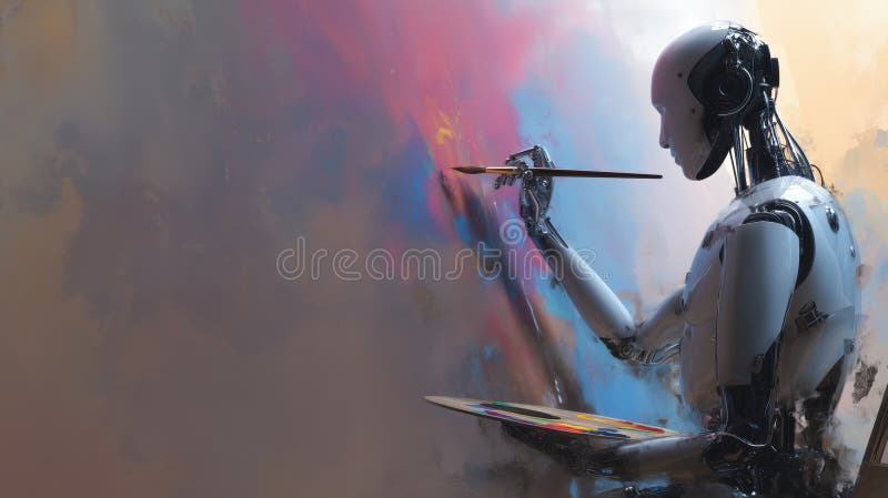 Robot Painting Abstract Art GenerativeAI Stock Illustration ...