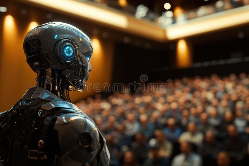 Humanoid Robot Performs on Stage As Human Actors Observe with Concern ...
