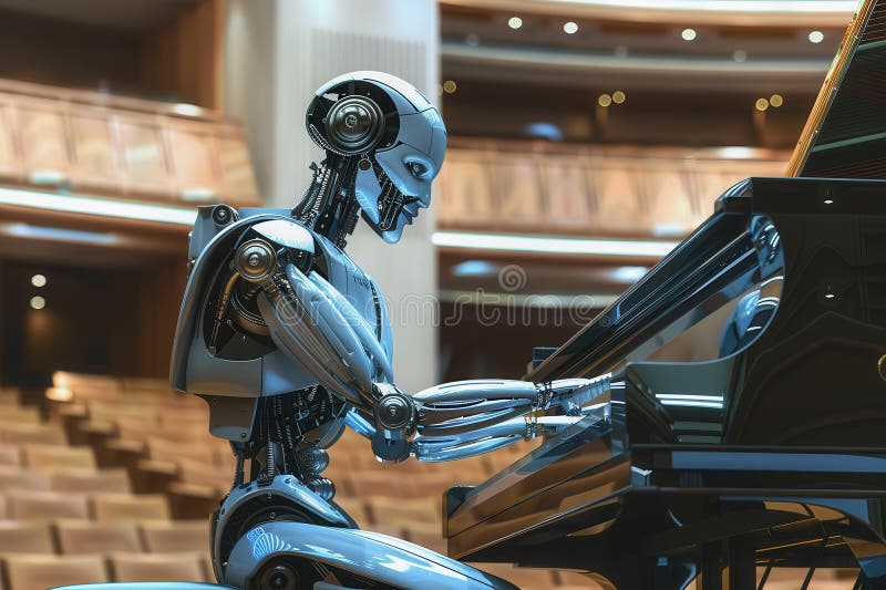 Humanoid Robot Playing Piano, Ai Generated Stock Illustration ...