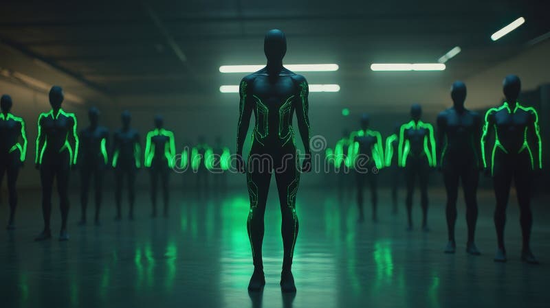 Humanoid Robot Programming On Computer In Modern Office Stock Image