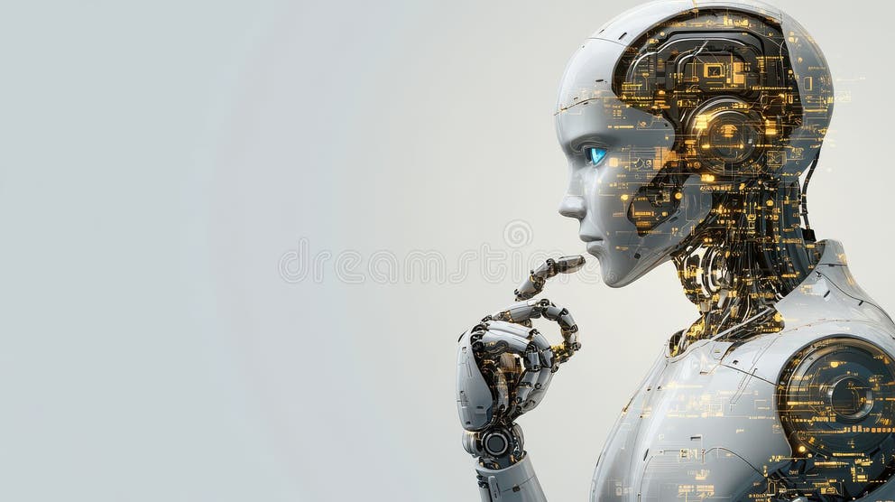 Humanoid Robot Programming on Computer in Modern Office Stock Image ...