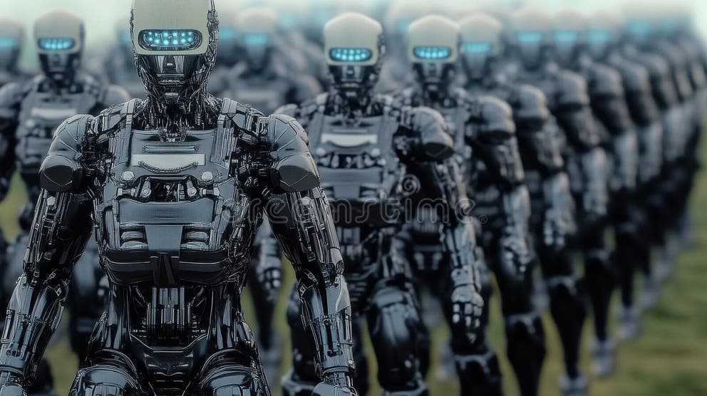 Humanoid Robot Programming on Computer in Modern Office Stock Image ...