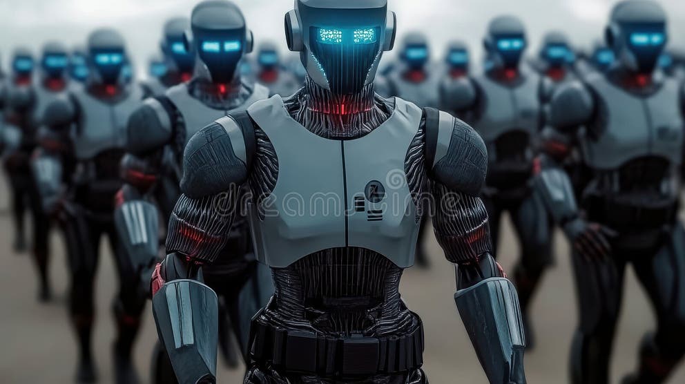 Humanoid Robot Programming on Computer in Modern Office Stock Photo ...