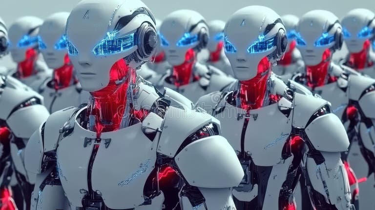 Humanoid Robot Programming on Computer in Modern Office Stock Photo ...