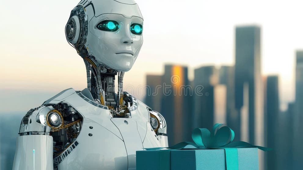 Humanoid Robot Programming on Computer in Modern Office Stock Photo ...