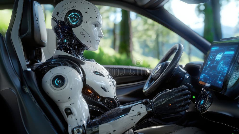 Humanoid Robot Programming on Computer in Modern Office Stock Photo ...