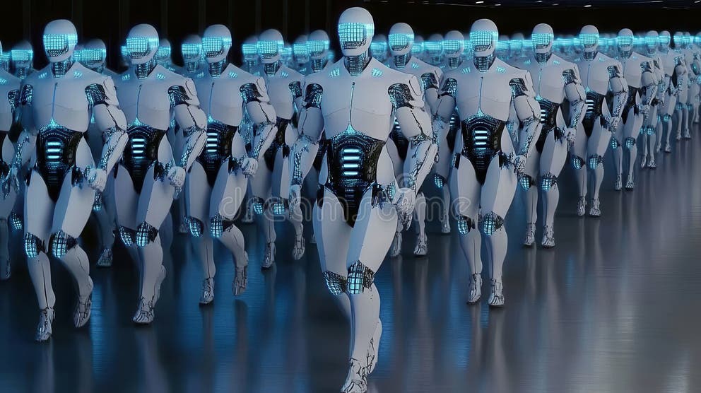 Humanoid Robot Programming on Computer in Modern Office Stock Photo ...