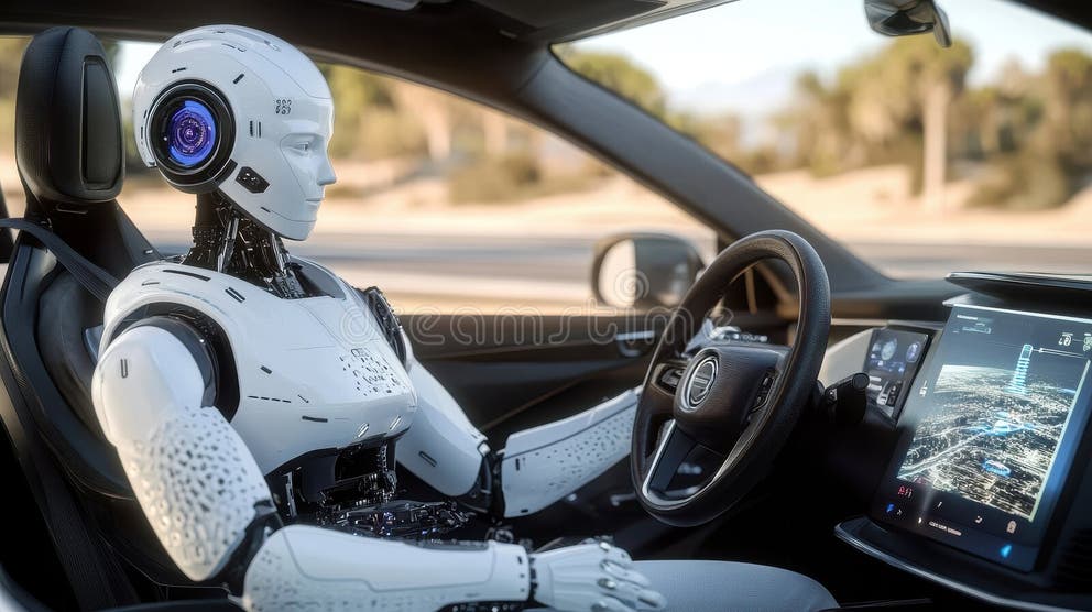 Humanoid Robot Programming on Computer in Modern Office Stock Photo ...