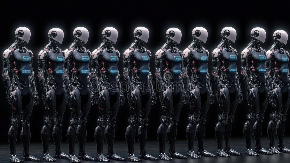 Humanoid Robot Programming on Computer in Modern Office Stock Photo ...