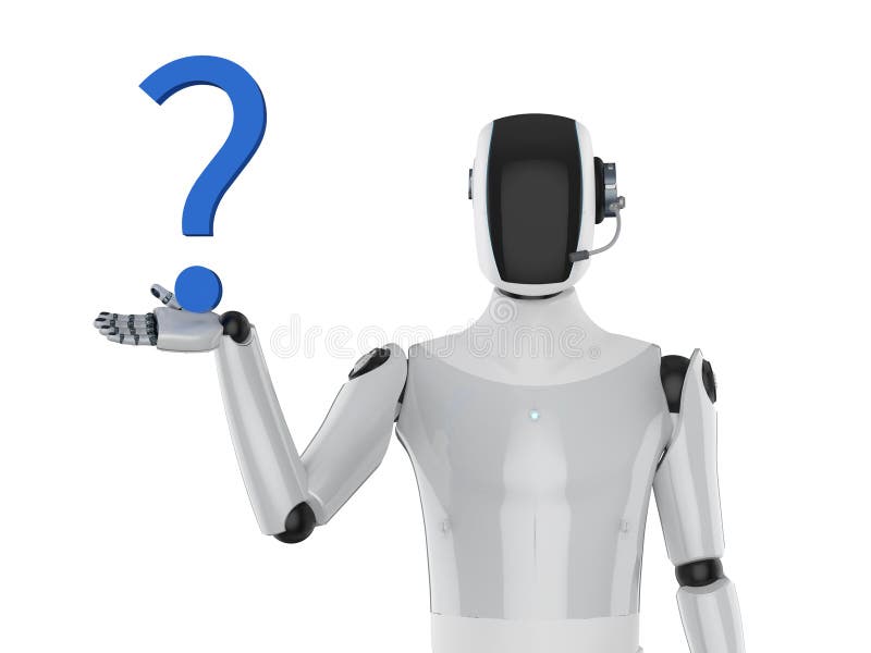 Robot with question mark stock illustration. Illustration of answer ...