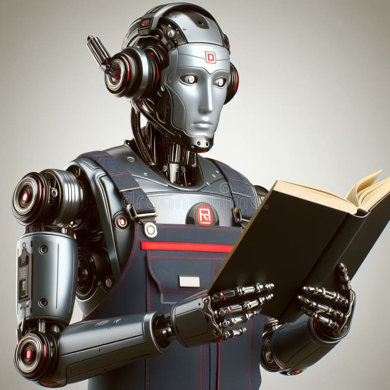 Humanoid Robot Reading a Scientific Book Stock Image - Image of ...