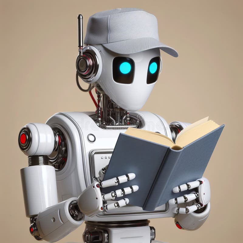 Humanoid Robot Reading a Scientific Book Stock Image - Image of cyber ...