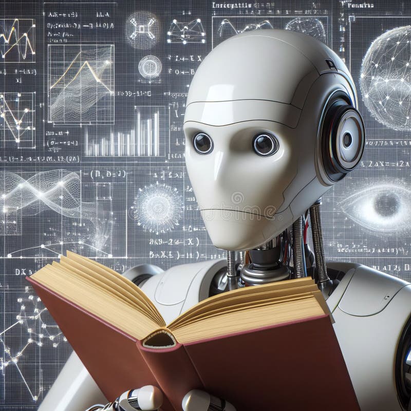Humanoid Robot Reading a Scientific Book Stock Photo - Image of cyborg ...