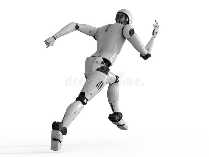 Humanoid robot running stock illustration. Illustration of background ...