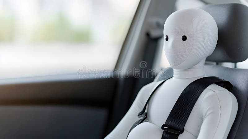 Humanoid Robot Safely Strapped in, Piloting a Cutting-edge Self-driving ...