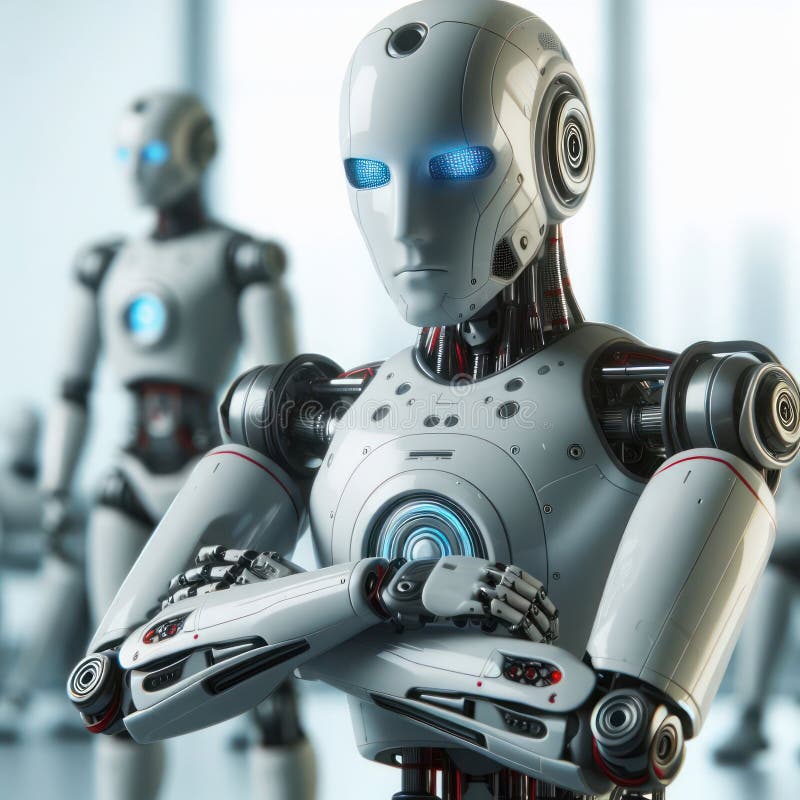 A Humanoid Robot with a Serious Look. Stock Illustration - Illustration ...