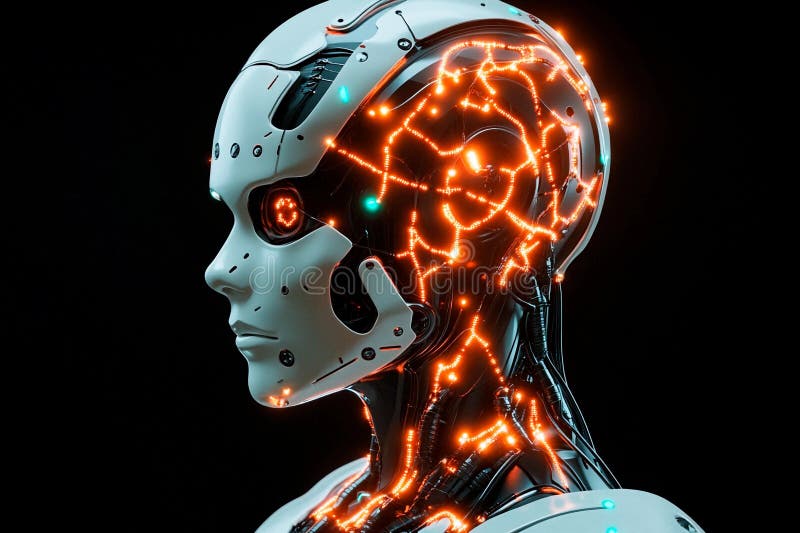 Humanoid Robot Showcases Glowing Circuits in a Futuristic Environment ...