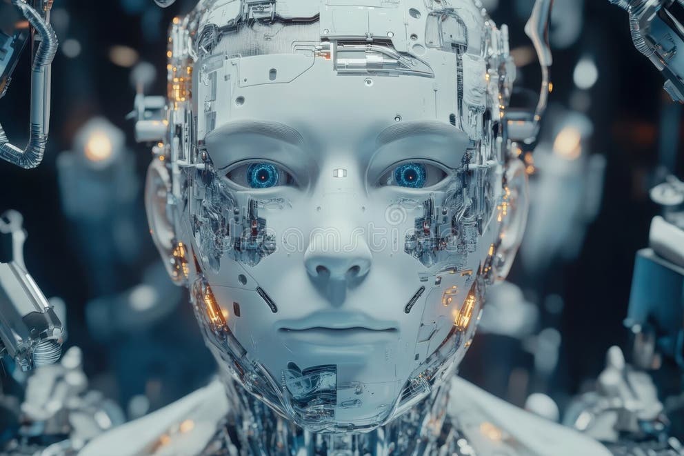 Humanoid Robot Showing Artificial Intelligence Processing Data Stock Illustration - Illustration ...