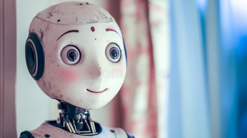 Humanoid Robot Showing Gentle and Empathetic Expression Stock Image ...