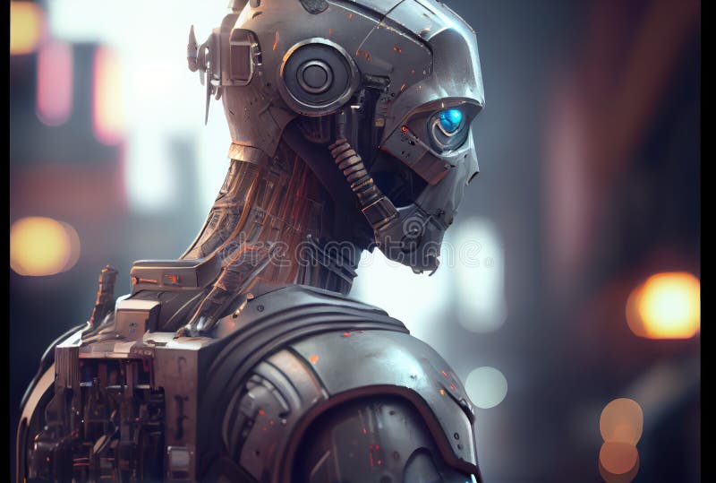A Humanoid Robot Sits Contemplating on the Side of a City Street ...