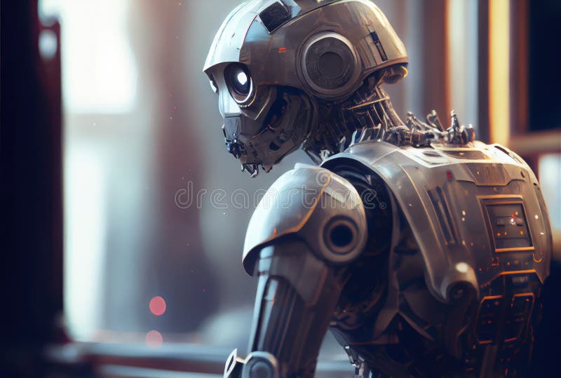 A Humanoid Robot Sits Contemplating on the Side of a City Street ...