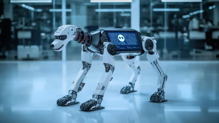 Humanoid Robot Programming on Computer in Modern Office Stock Image ...