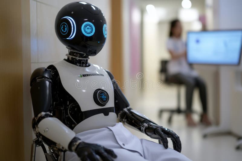 A Humanoid Robot Sits Quietly in an Office Setting, Showcasing Advanced ...