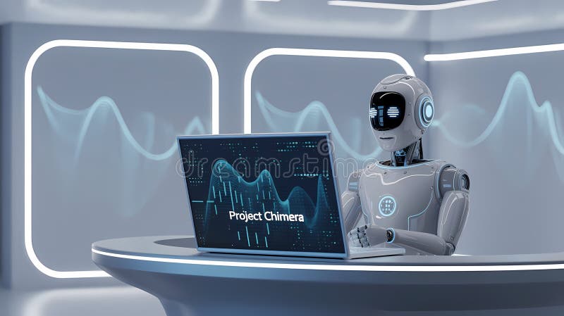 AI Robot Office Scene stock illustration. Illustration of screenshot ...