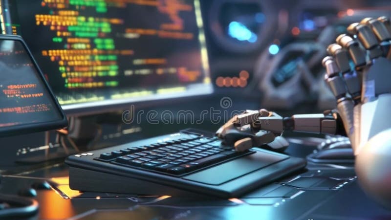 A Humanoid Robot Sitting at a Computer Surrounded by Multiple Screens ... A Humanoid Robot Sitting at a Computer Surrounded by Multiple Screens ...